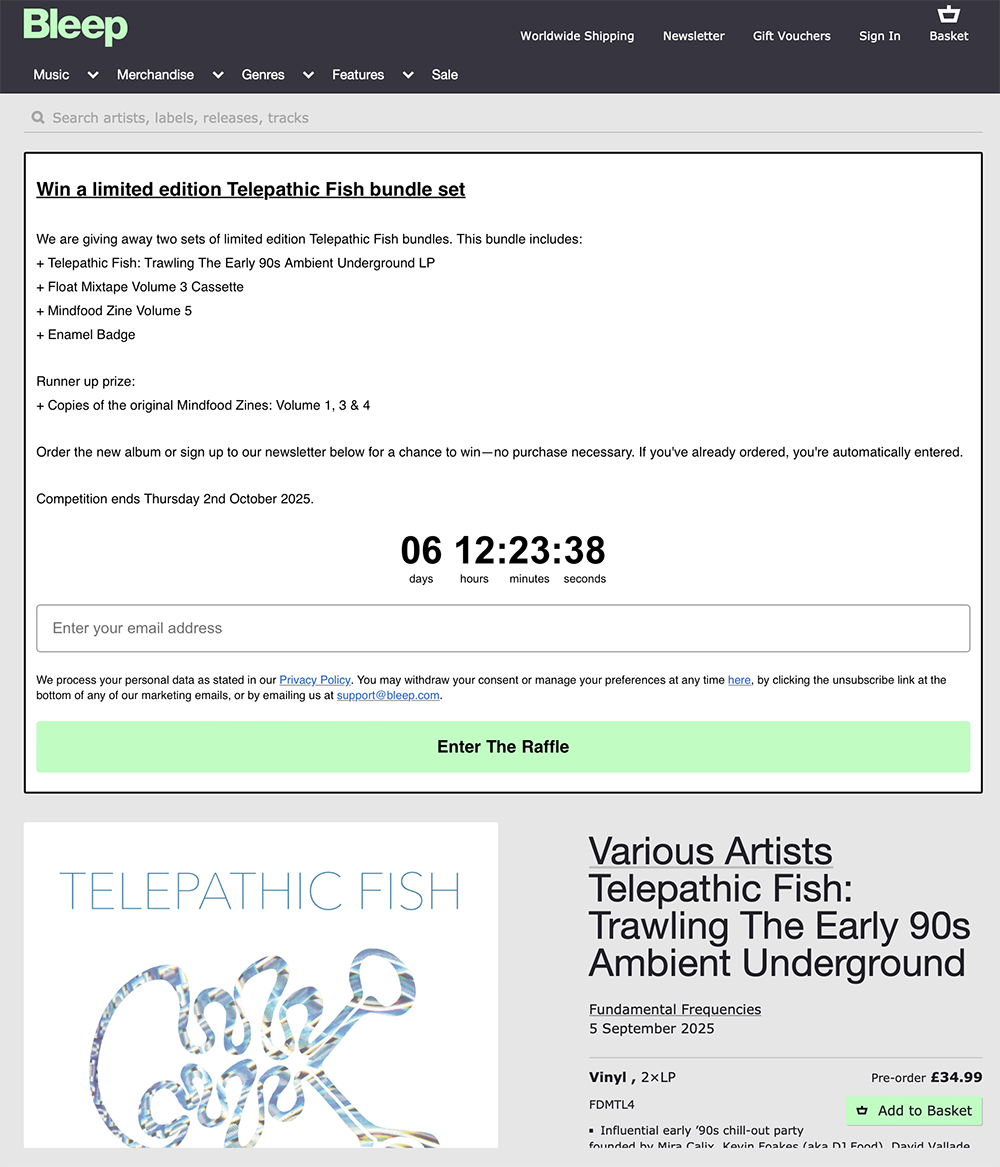Bleep competition to win a Telepathic Fish deluxe set | DJ Food